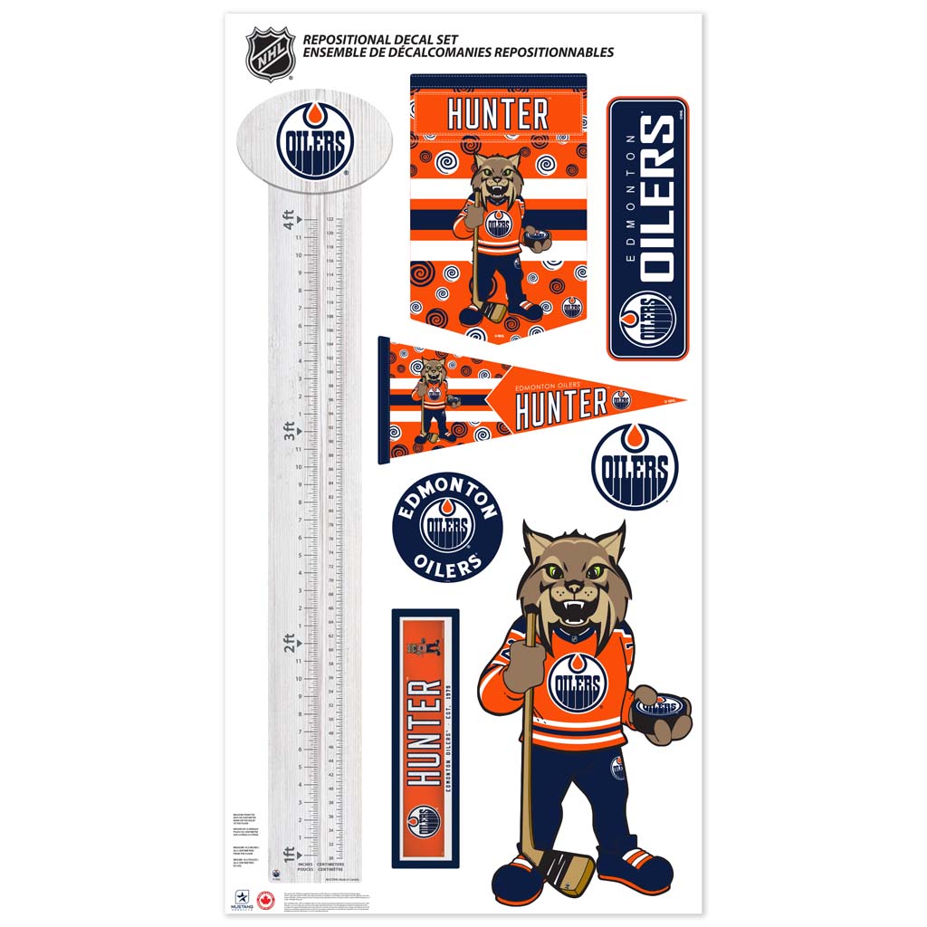 Edmonton Oilers Wall Decal | 8 Piece Hunter the Lynx Mascot Set ...