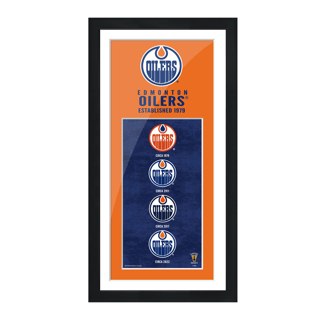 Edmonton Oilers Wall Art | Logos to History Frame 6" x 12" – Sports Decor