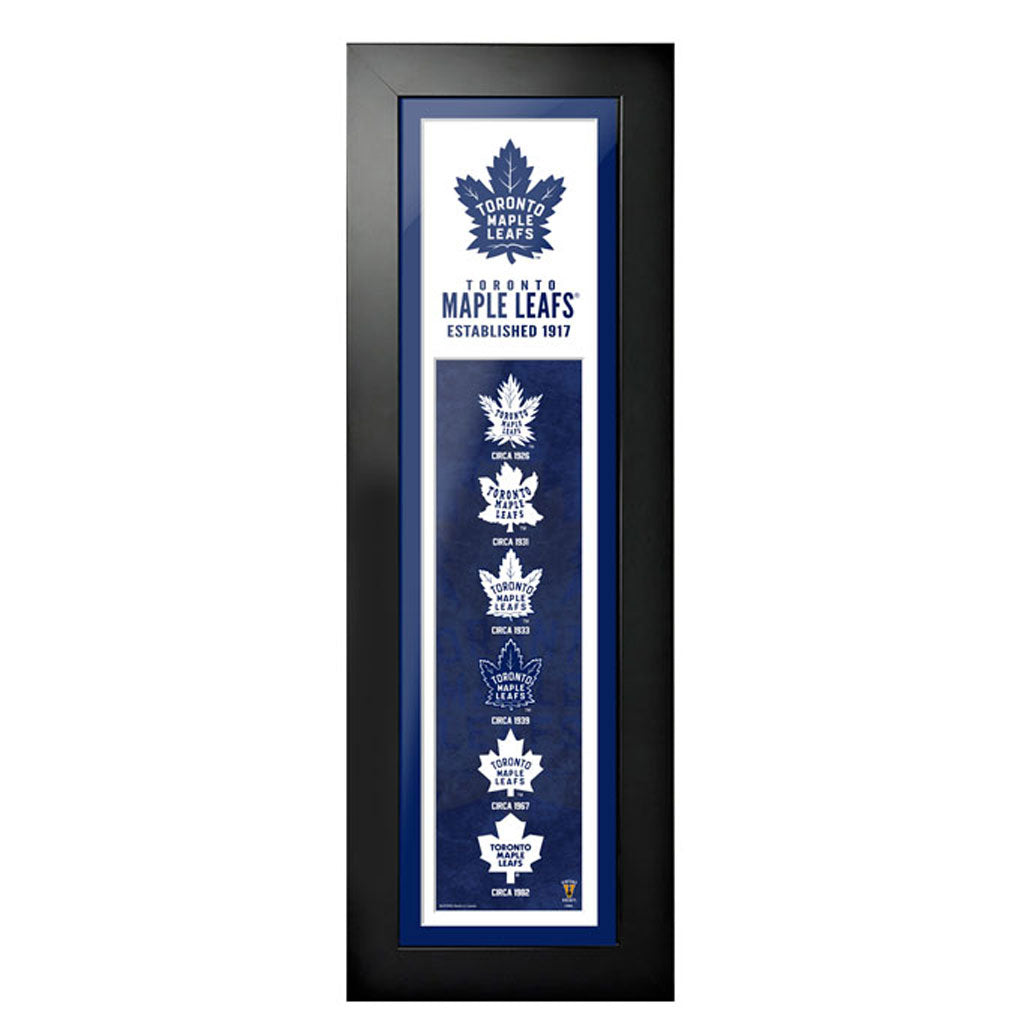 Toronto Maple Leafs Art-Logos to History Frame 6" x 22" | Sports Decor